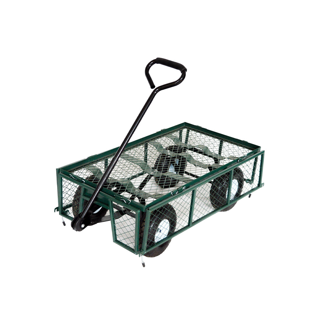 Hortikraft Heavy-Duty Garden Cart Utility Steel Mesh Wagon Outdoor Yar