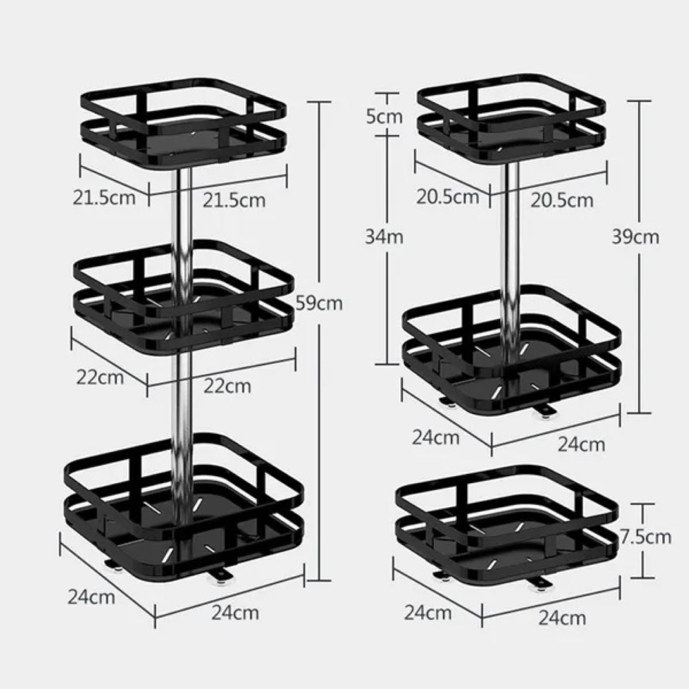 Viviendo Square Rotating Multitiered Spice Rack, Countertop