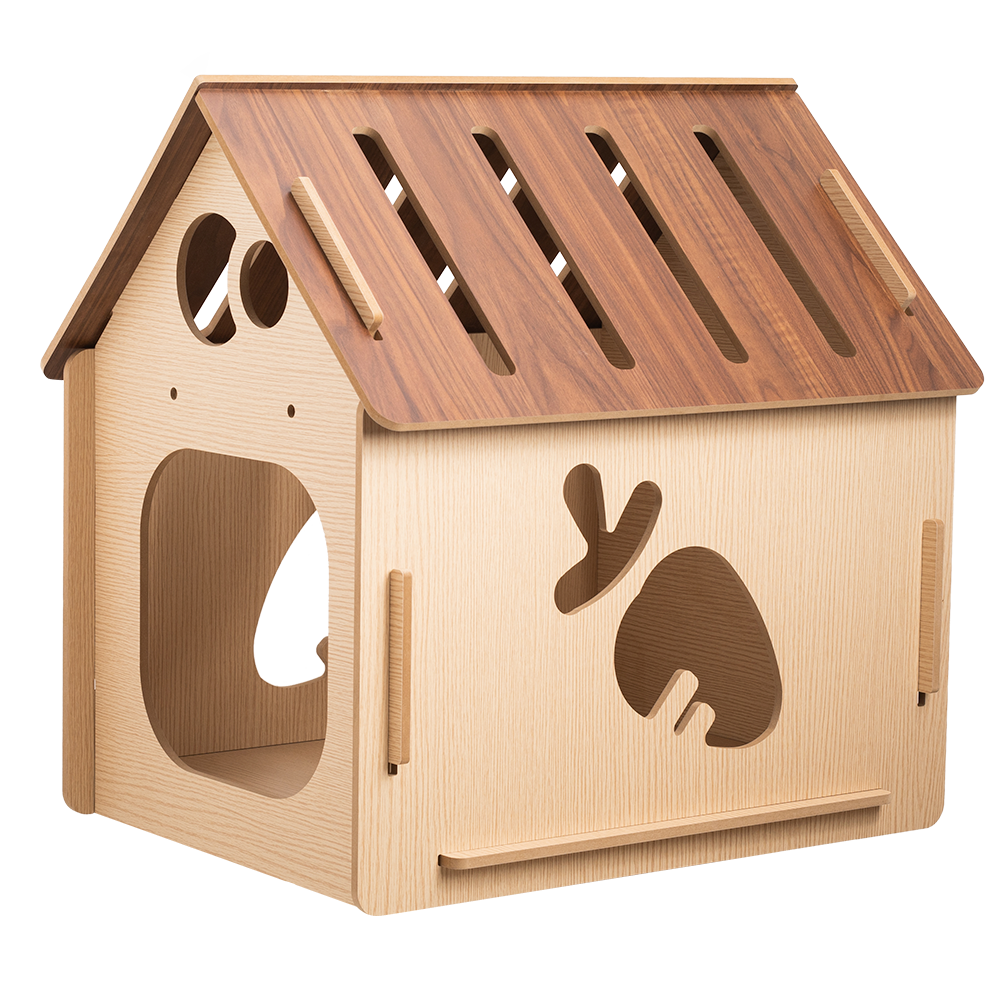 Furbulous Cat Nap Box Wood House in Carrot Style - (XL)